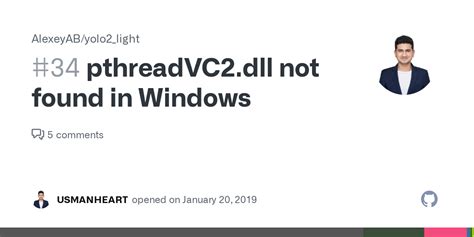 PthreadVC2 Dll Not Found In Windows Issue 34 AlexeyAB Yolo2 Light