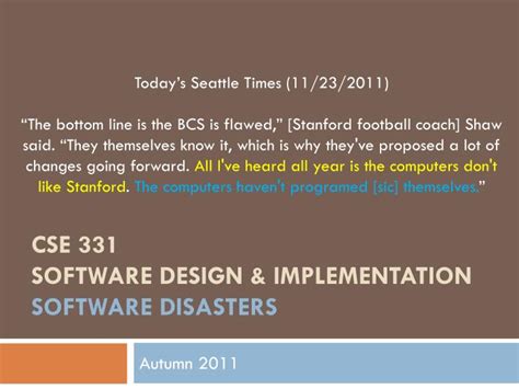 Ppt Cse 331 Software Design And Implementation Software Disasters Powerpoint Presentation Id