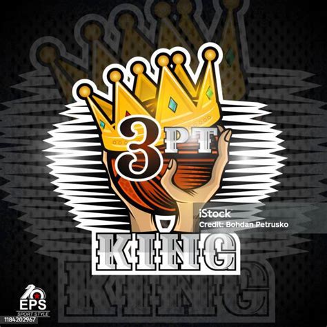 두 손은 황금 왕관과 3 점 농구 공을 개최합니다 경쟁을위한 벡터 스포츠 라벨 3에 대한 스톡 벡터 아트 및 기타 이미지 3