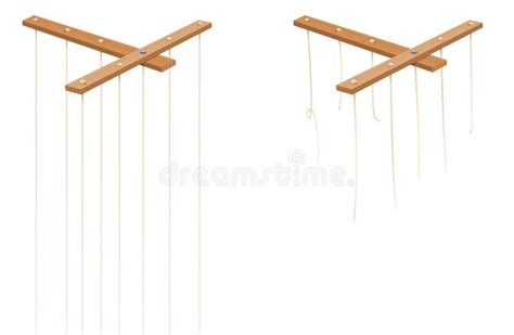Puppet Control Bar Intact Broken Strings Stock Illustrations 2 Puppet