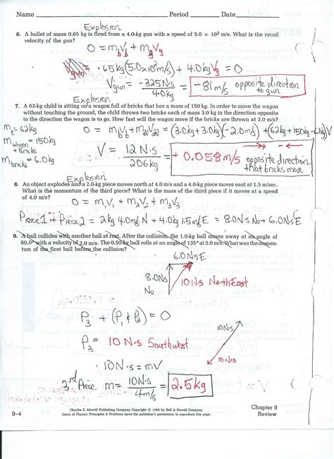 Work Worksheet Physics Answers