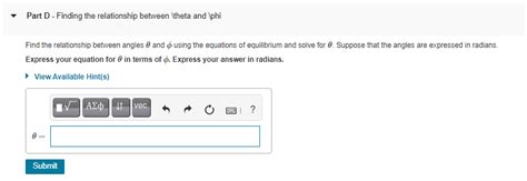 Solved Part D Finding The Relationship Between Theta And