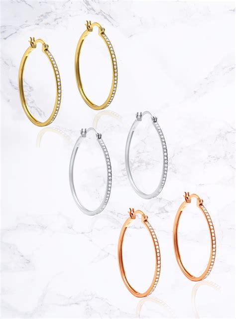 Aurora Pave Hoop Cz Earrings In Gold — Jewellery Co Australia