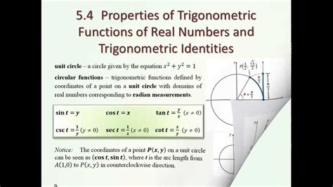 54 Properties Of Trigonometric Functions Of Real Numbers And