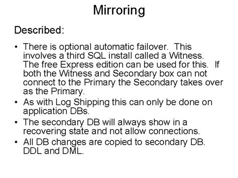 Log Shipping Mirroring Replication And Clustering Which Should