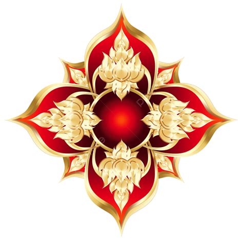 Thai Retro Frame Pattern Exotic Border Gold Red Luxurious Thai