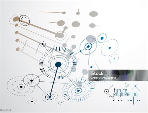 기계적 체계 공학 원과 메커니즘의 형상 부품 드로잉 벡터 기술 계획 웹 디자인 및 배경 화면이 나 배경으로 사용할 수 있습니다 0명에 대한 스톡 벡터 아트 및 기타 이미지