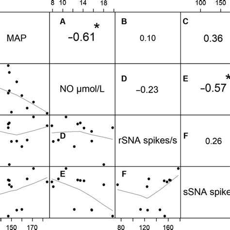 matrix of correlations between the variables map no rsna and ssna