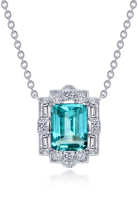 Lafonn Fancy Lab Grown Sapphire Halo Pendant Necklace Nordstrom