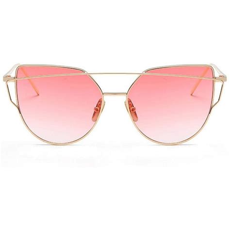 Womens Polarised Double Bridge Cat Eye Sunglasses Shades Rose Gold 01