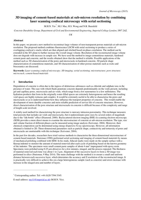 Pdf 3d Imaging Of Cement Based Materials At Submicron Resolution By