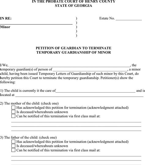 Free Georgia Guardianship Form Pdf 25kb 6 Pages