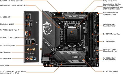 Open Box Msi Mpg B560i Gaming Edge Wifi Lga 1200 Mini Itx Intel Motherboard