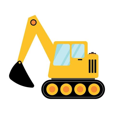Excavadora Para Equipos De Construcción Clipart De Icono Grande En Ilustración Vectorial Animada