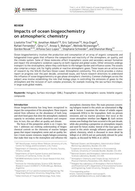 Pdf Impacts Of Ocean Biogeochemistry On Atmospheric Chemistry