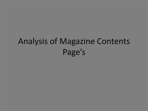 Analysing Content Pages Ppt