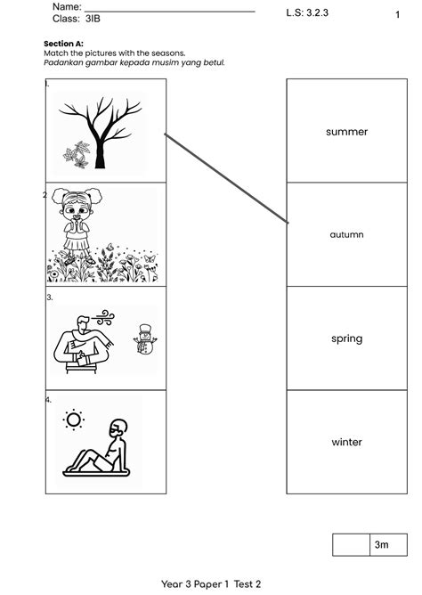 P1 Y3 Formative Test 2 Test Paperr 1 Section A Match The Pictures