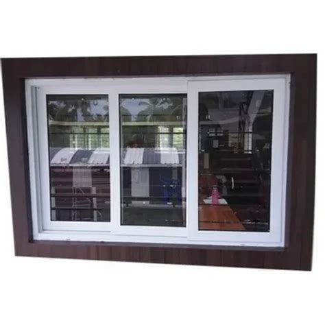 Toughened Glass UPVC Three Track Sliding Window At Sq Ft In Bijnor