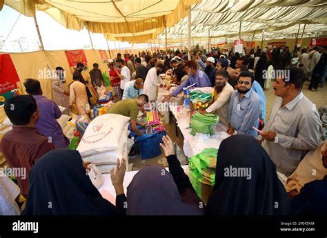 A Large Number Of People Buy Daily Use Items At Awami Sahulat Bazar