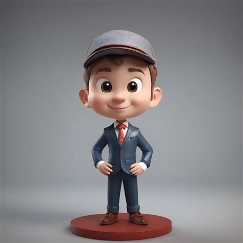 Ilustração 3d de um menino um boné e um terno Foto Grátis