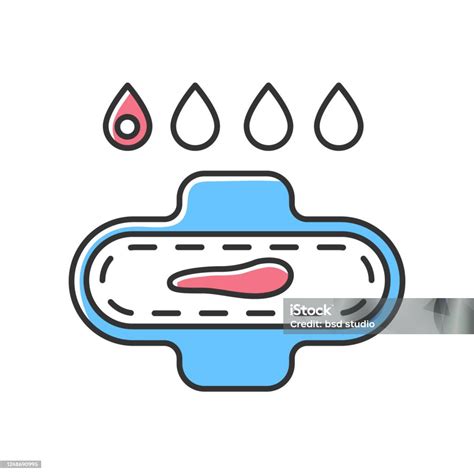 약간의 출혈 Rgb 색상 아이콘 임신의 초기 증상 생리 주기 피가 떨어집니다 여성을위한 기간 패드 여성 생식 시스템 건강 위생