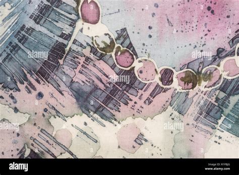 Circles Fragment Hot Batik Background Texture Handmade On Silk