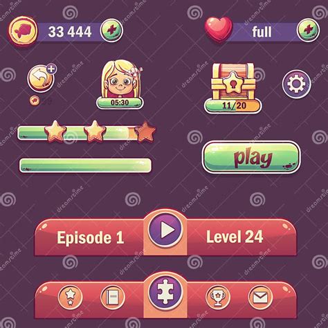 Vector Set Of Glossy Menu Buttons And Icons Elements Stock Vector Illustration Of Rank