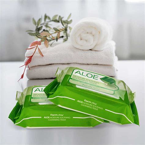 Farmstay Aloe Moisture Soothing Cleansing Tissue 120ml Korean Mart