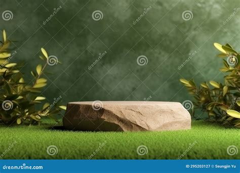 3d Rendering Platform Podium With Plant Product Presentation Background
