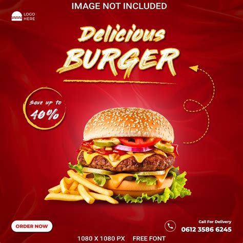 Premium Psd Psd Burger Social Media Template Post