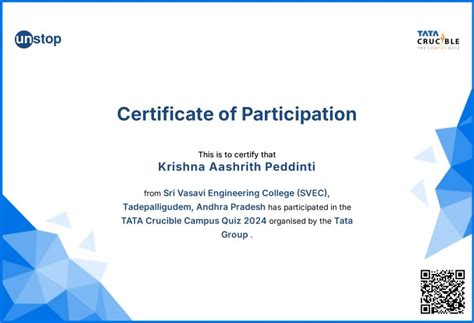 Krishna Aashrith On Linkedin Certificate