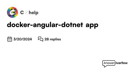 Docker Angular Dotnet App C