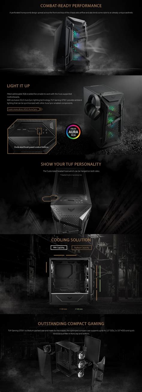 ASUS TUF Gaming GT ATX Mid Tower Compact Gaming Case Black