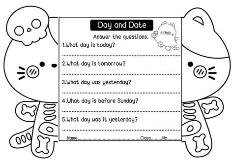 แจกฟรี ใบงานวิชาภาษาอังกฤษ เรื่อง Day And Date