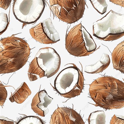Broken Coconut And Coconut Shell Pattern Drawing Sketch Coco