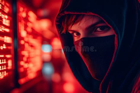 A Dramatic Portrait Of A Hacker Their Face Partially Obscured By The