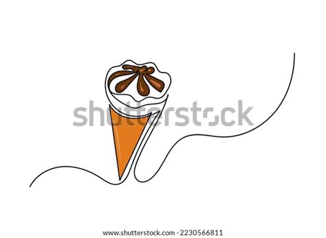 Continuous Line Ice Cream Line Drawing Stock Vector Royalty Free
