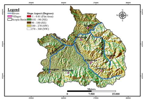 Relief Slopes Aspect Classification Map Of Scopia Catchment