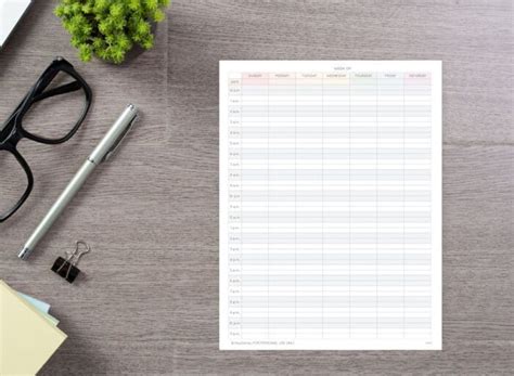 Free Printable 24 Hour Weekly Calendar Template To Print