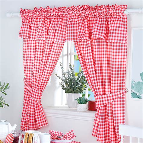 Red Checkered Curtains Skye Red Curtain By Abraham Moon