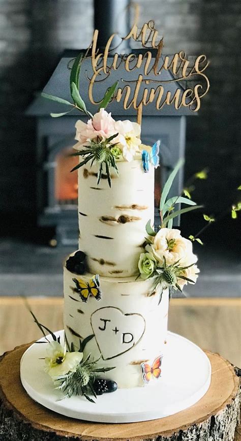 Woodland Inspired Wedding Cake Ideas Birch Wood Design Cake