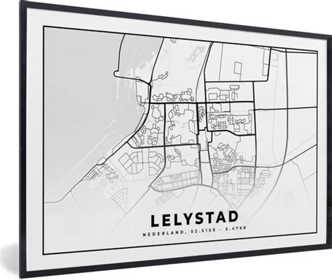 Fotolijst Incl Poster Stadskaart Lelystad Nederland 60x40 Cm