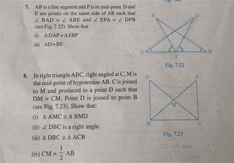 Ab Is A Line Segment And P Is Its Mid Point D And E Are Points On The Sa