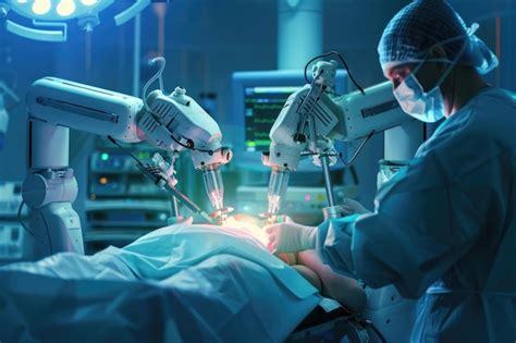 Premium Photo A Dramatic Image Of A Robot Surgeon Operating On A