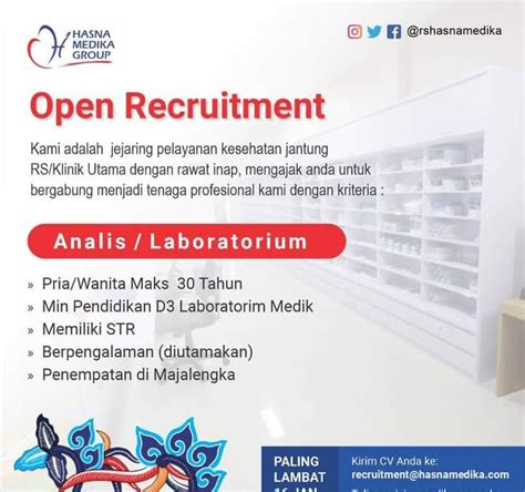 Lowongan Kerja Analis Kesehatan Di RS Hasna Medika Majalengka