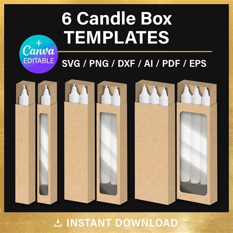 Bundle Diy Candle Box Pdf Blank Template With Window No Window
