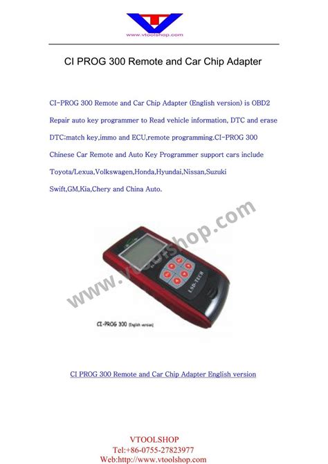 ci prog 300 remote and car chip adapter pdf car diagnostic tool