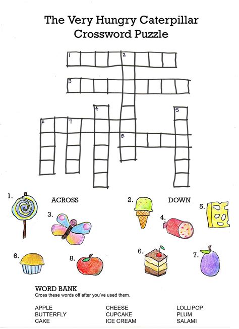 Kindergarten Easy Crossword Printable