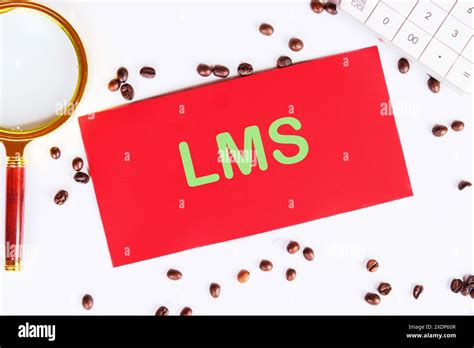 Lms Learning Management System Written On A Red Card On A White Background In A Composition
