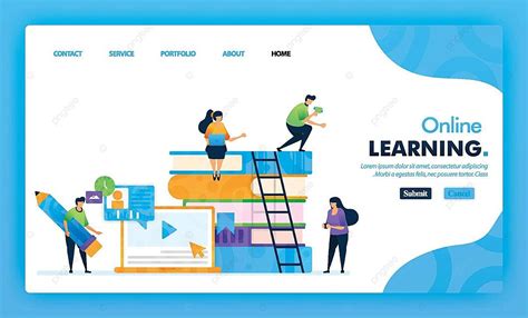 Online Learning Backtoschool Landing Page For Multiplatform Use Vector